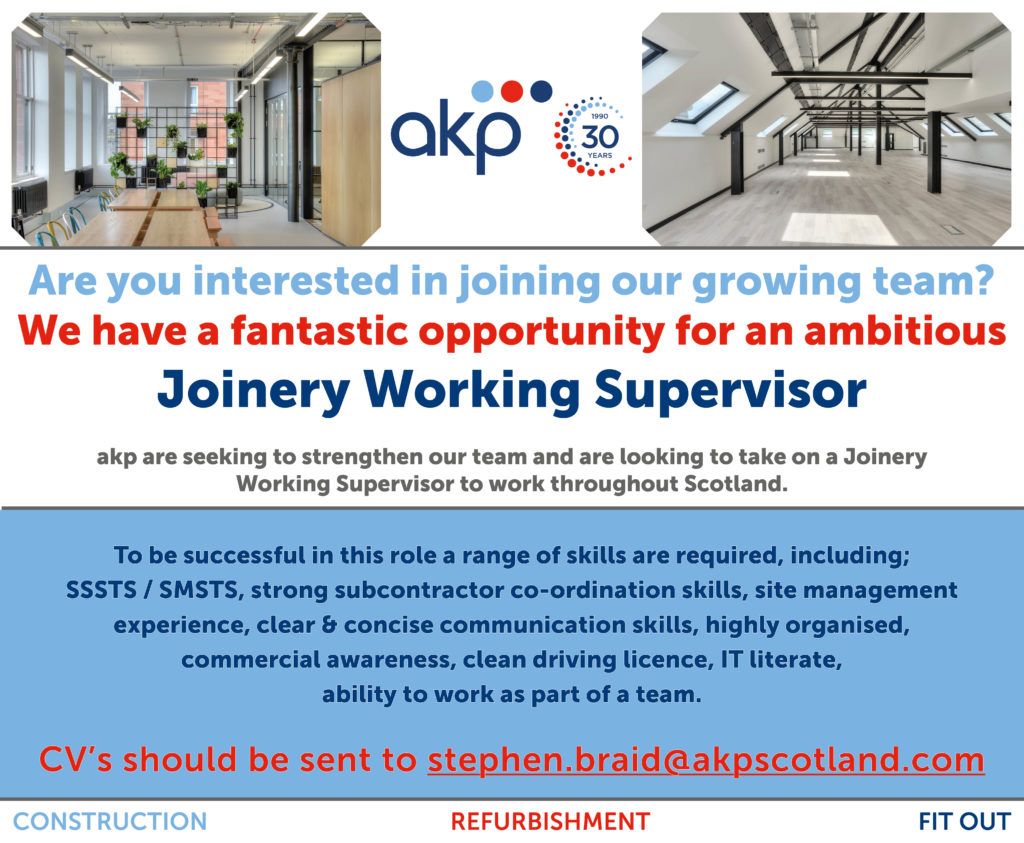 Job Opportunity – Joinery Working Supervisor | AKP